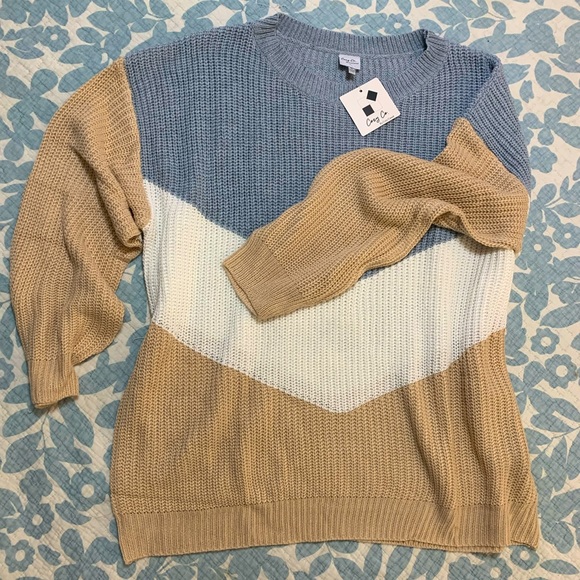 Cozy Casual | Sweaters | V Color Block Knit Sweater | Poshmark